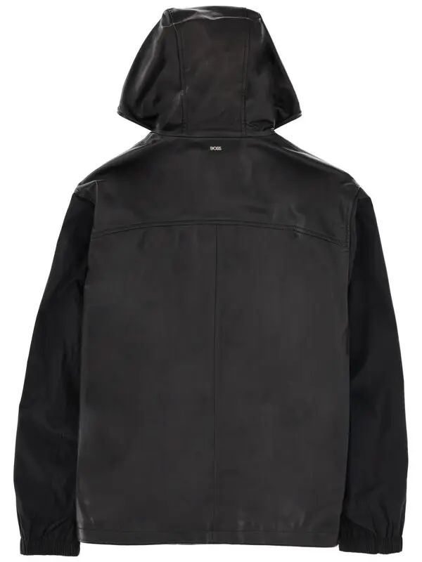 BOSS Leather Blend Hooded Jacket