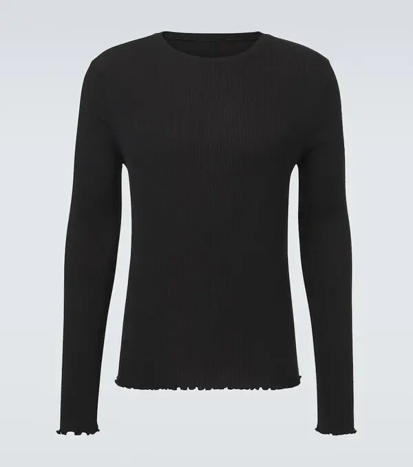 Our Legacy Elongated Ribbed-knit Cotton-blend Top - Black