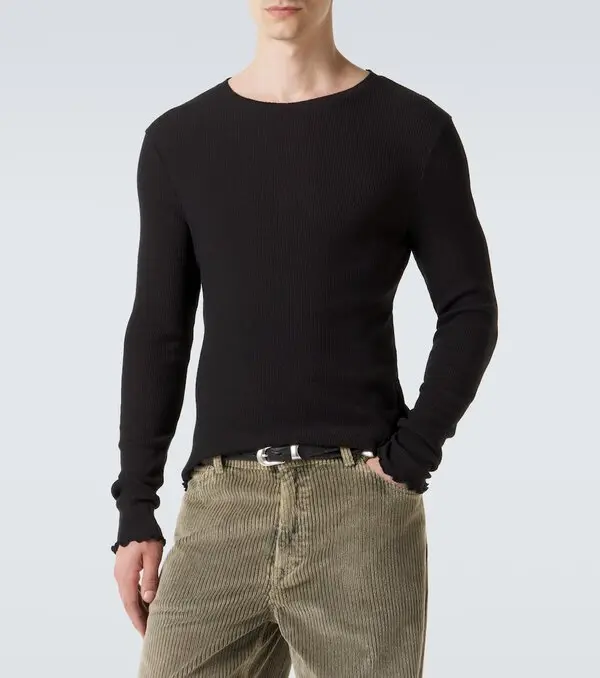 Our Legacy Elongated Ribbed-knit Cotton-blend Top - Black
