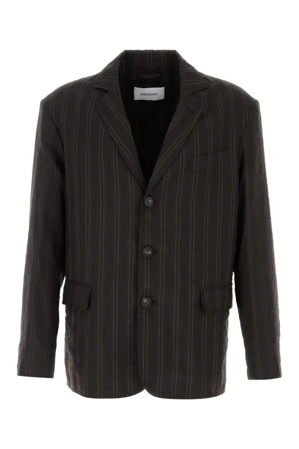 FERRAGAMO Embroidered Linen Blend Blazer