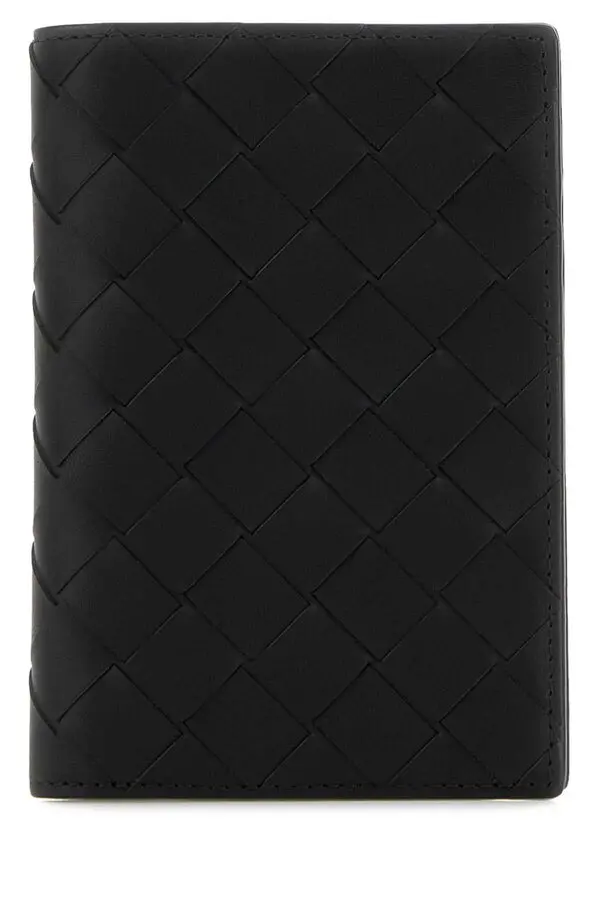Bottega Veneta Leather Passport Holder - Black