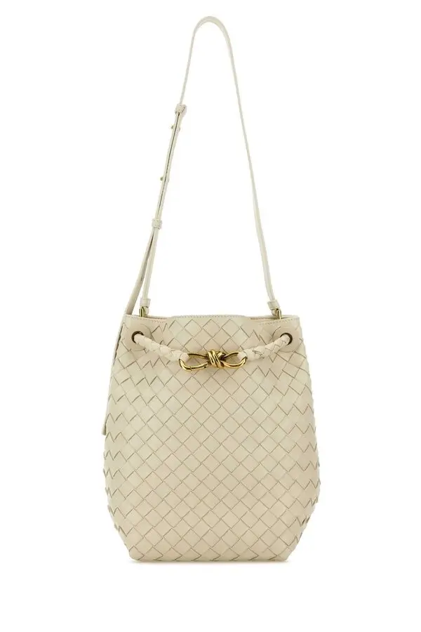 Bottega Veneta Ivory Leather Small Andiamo Bucket Bag - White