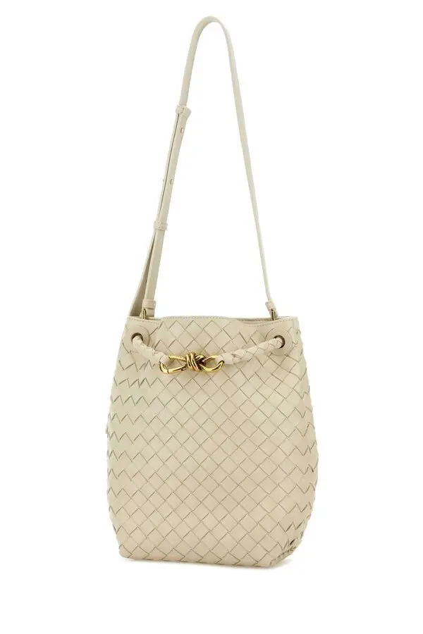 Bottega Veneta Intreccio Leather Bucket Bag - White