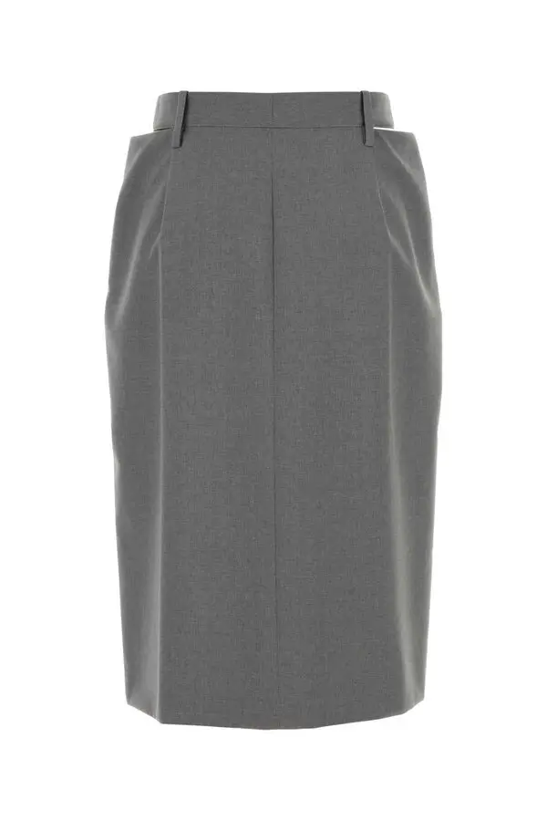 JIL SANDER Grey Wool Skirt