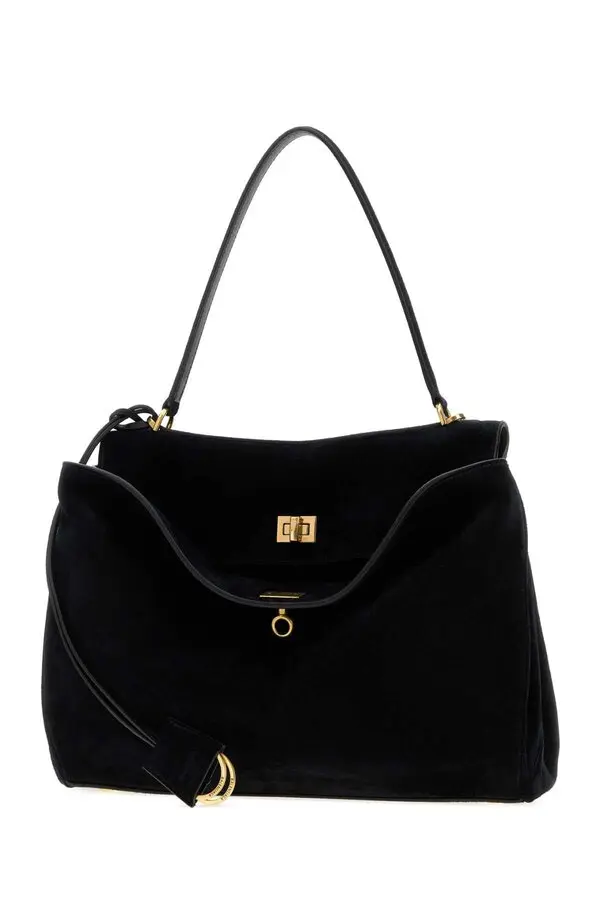 Balenciaga Suede Medium Rodeo Handbag - Black