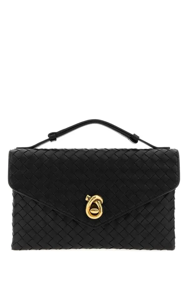 Bottega Veneta Leather Knot Lock Handbag - Black