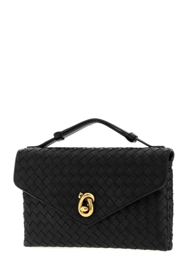 Bottega Veneta Leather Knot Lock Handbag - Black