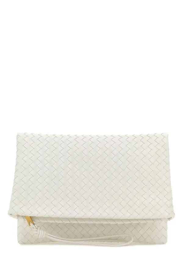 Bottega Veneta Leather Giornale Clutch - White