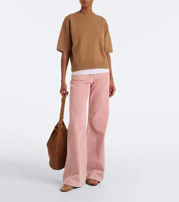 7 For All Mankind Lotta Cotton Corduroy Wide-leg Pants - Pink