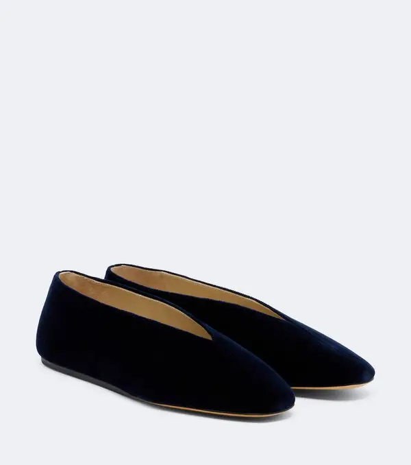 Le Monde Beryl Velvet Ballet Flats - Blue