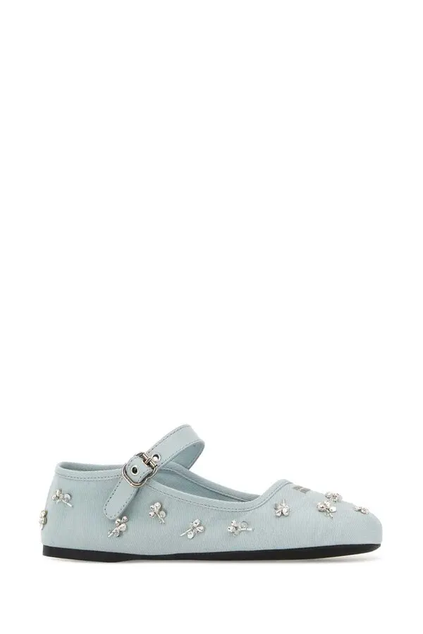 Miu Miu Pastel Light Drill Ballerinas - Blue