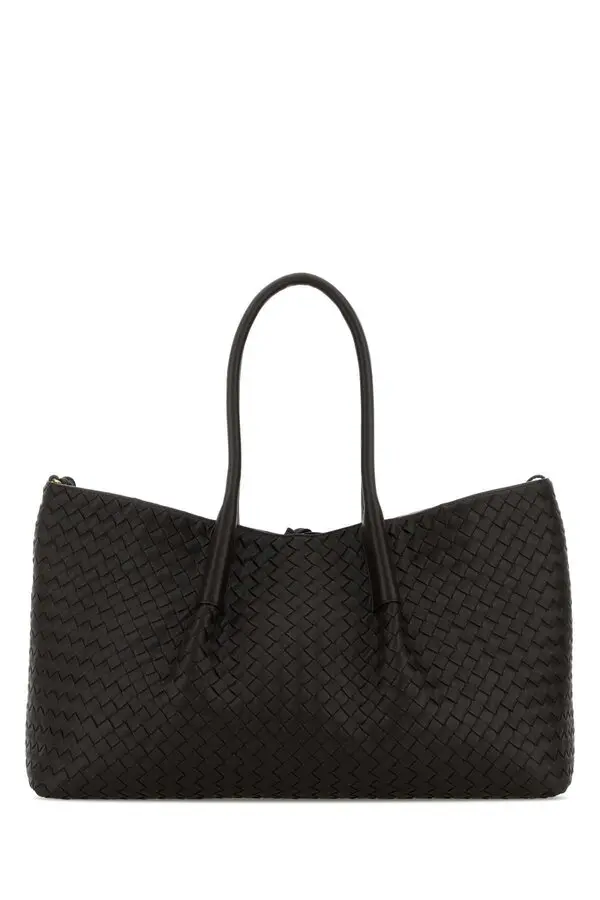 Bottega Veneta Leather Pinacoteca Shopping Bag - Black