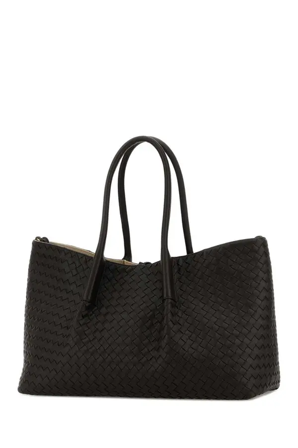 Bottega Veneta Leather Pinacoteca Shopping Bag - Black