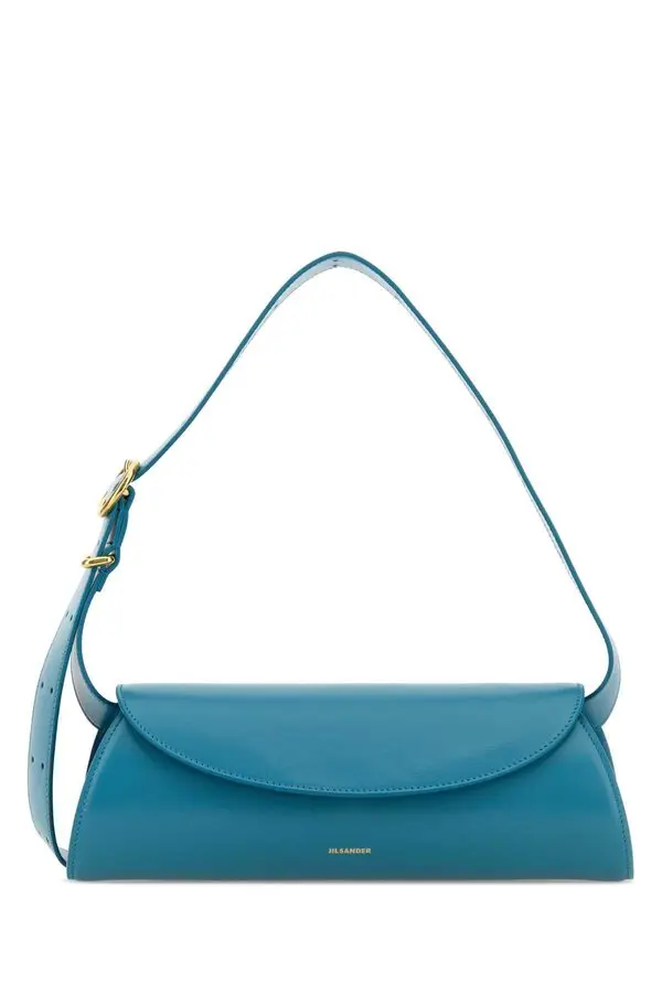 JIL SANDER Turquoise Leather Small Cannolo Shoulder Bag - Blue
