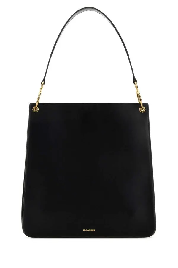 JIL SANDER Leather Otto Shoulder Bag - Black