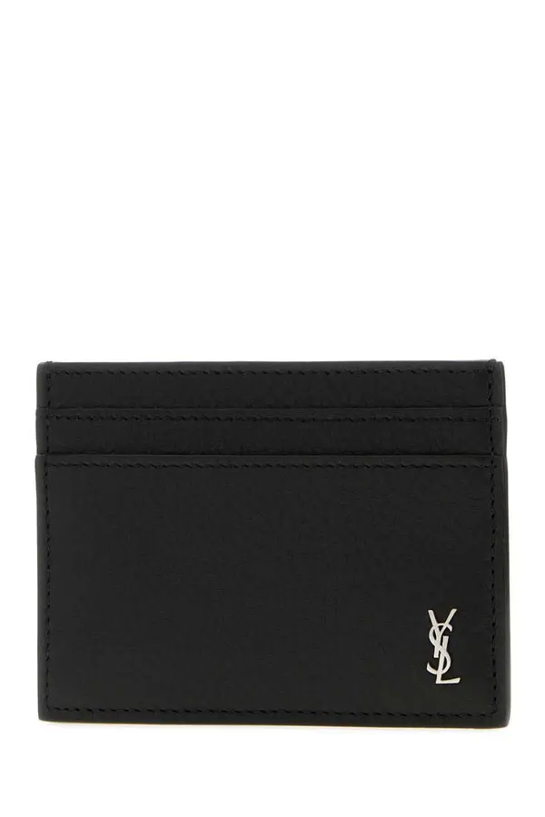 Saint Laurent Leather Tiny Card Holder - Black