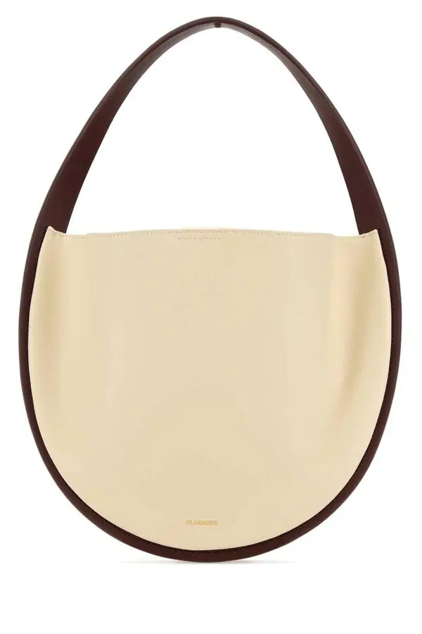 JIL SANDER Ivory Leather Pivot Shoulder Bag