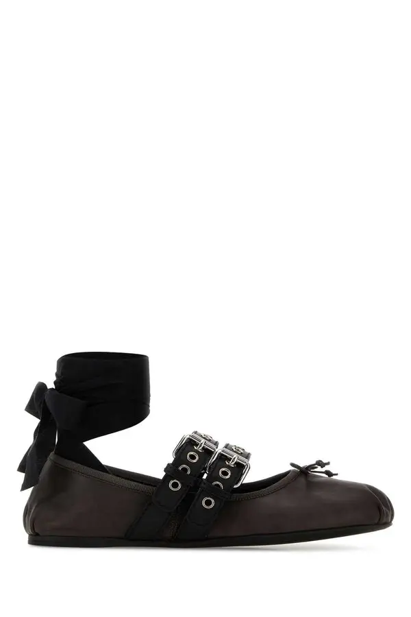 Miu Miu Dark Leather Ballerinas