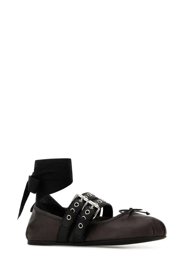 Miu Miu Dark Leather Ballerinas