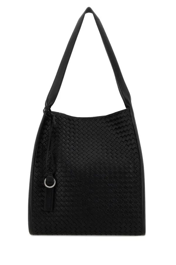 Bottega Veneta Leather Corriere Shopping Bag - Black
