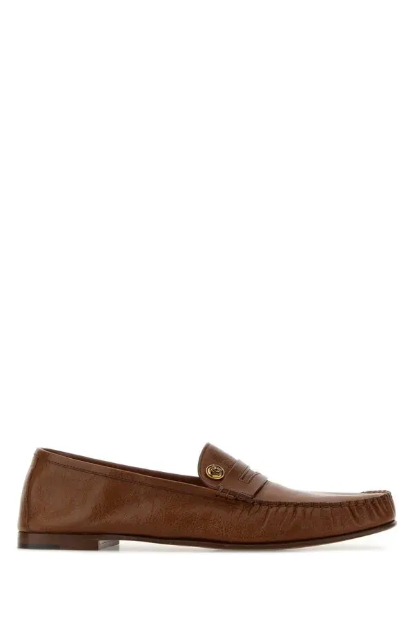 Versace Caramel Leather Loafers