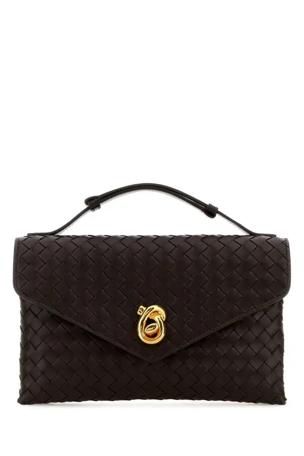 Bottega Veneta Dark Leather Knot Lock Handbag - Brown