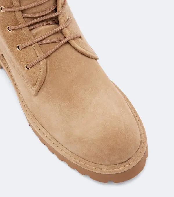 Max Mara Cashmere-trimmed Suede Combat Boots
