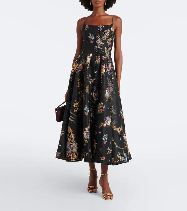 Camilla Floral Linen And Silk Maxi Dress