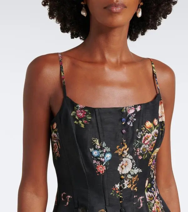 Camilla Floral Linen And Silk Maxi Dress