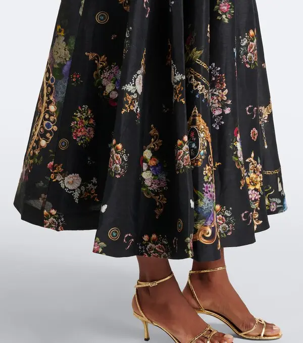 Camilla Floral Linen And Silk Maxi Dress