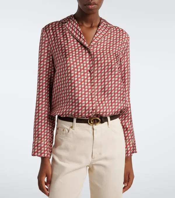 Max Mara Printed Silk Twill Pajama Shirt