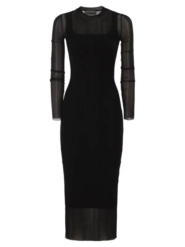 Sportmax Stretch Ribbed Viscose Dress - Black