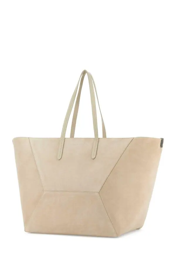 Brunello Cucinelli Sand Suede Shopping Bag - Brown
