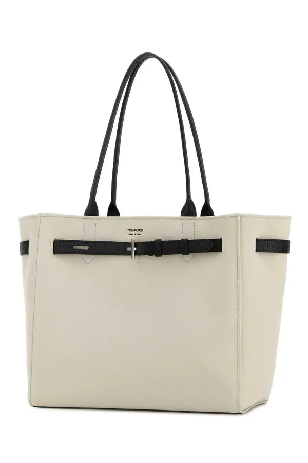 TOM FORD Ivory Canvas Shopping Bag