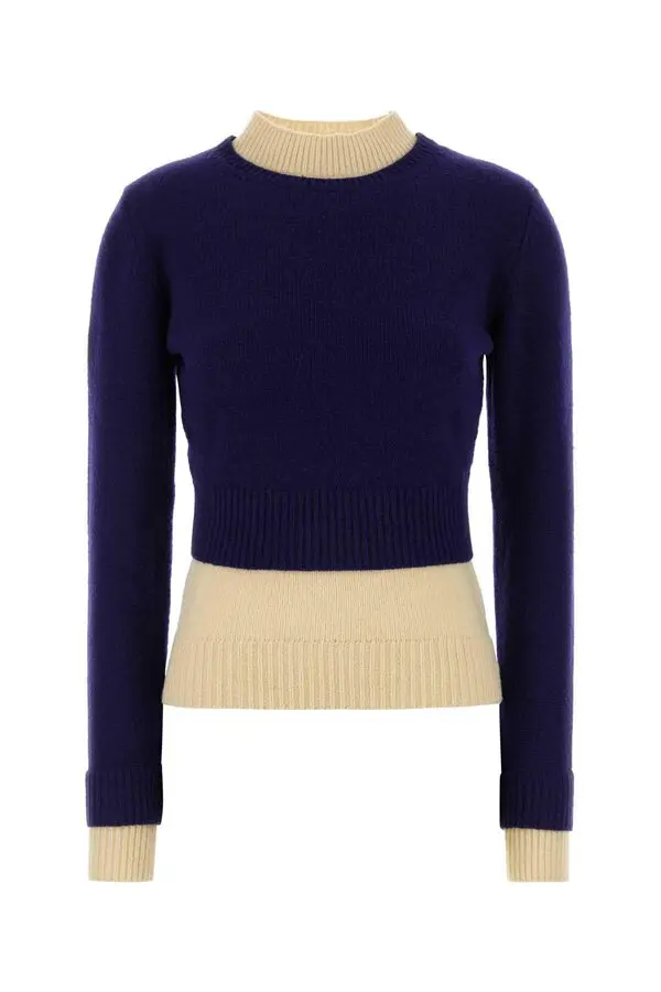 JIL SANDER Navy Wool Blend Sweater