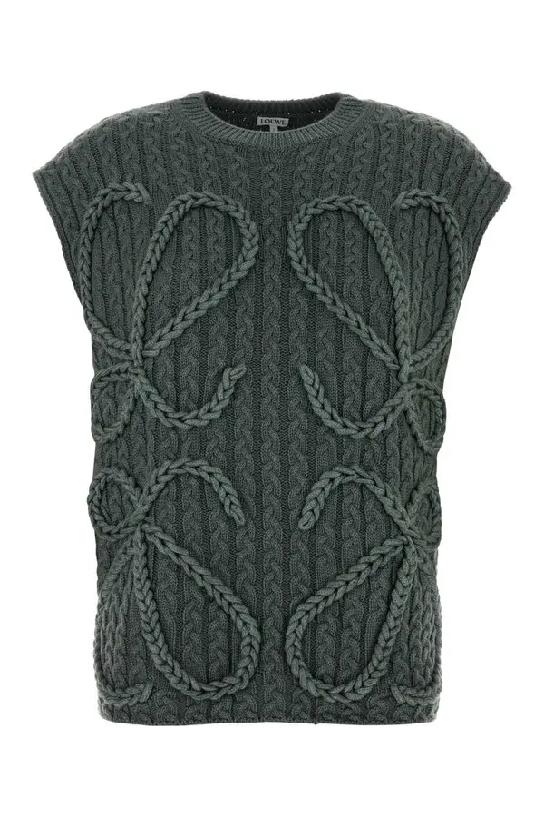 Loewe Khaki Stretch Wool Oversize Vest