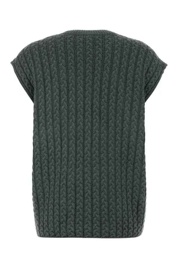 Loewe Khaki Stretch Wool Oversize Vest