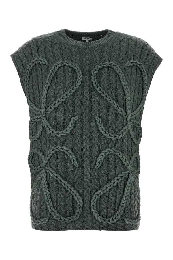 Loewe Khaki Stretch Wool Oversize Vest - Green