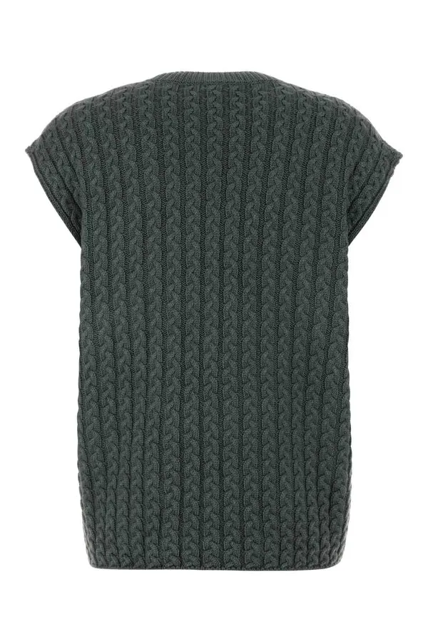 Loewe Khaki Stretch Wool Oversize Vest - Green
