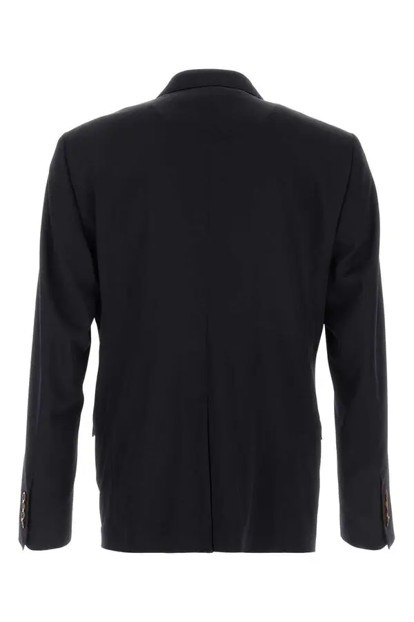 Dolce & Gabbana Black Stretch Wool Blazer - Blue