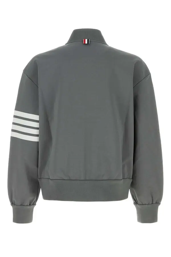Thom Browne Grey Stretch Viscose Blend Bomber Jacket - Gray