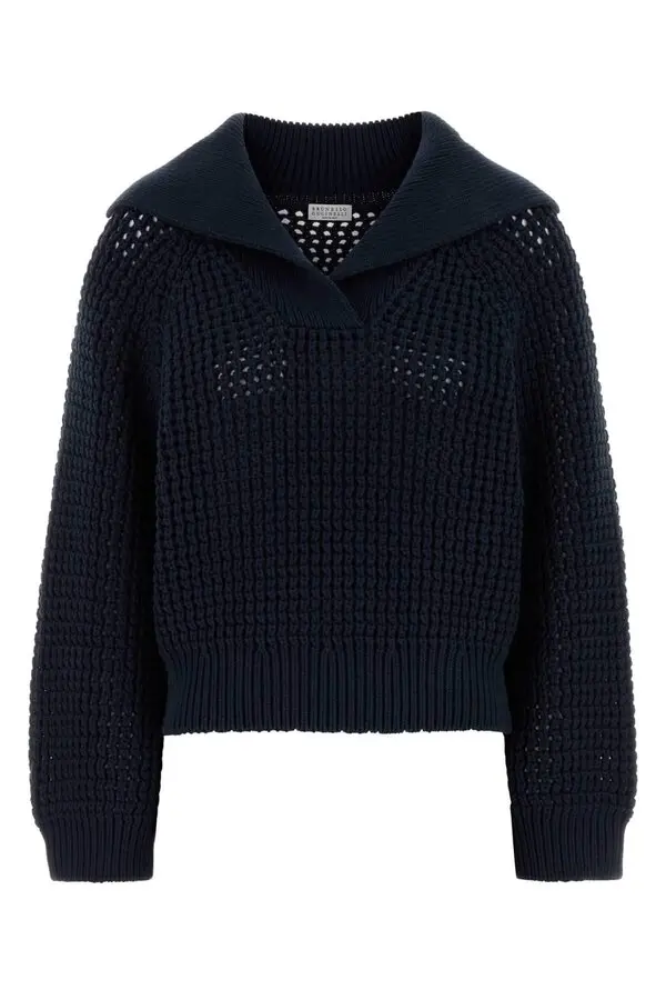 Brunello Cucinelli Cotton Blend Sweater - Blue