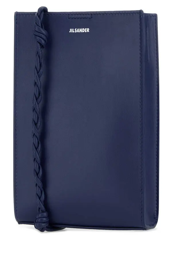 JIL SANDER Navy Leather Small Tangle Shoulder Bag