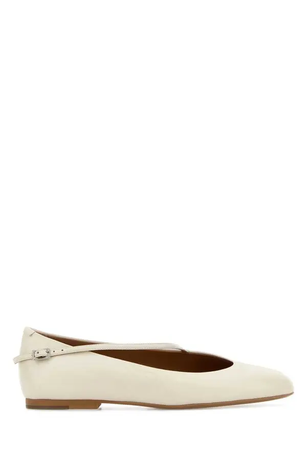 JIL SANDER Leather Elyss Ballerinas - White