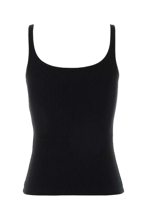 Off-White Stretch Cotton Tank Top - Black