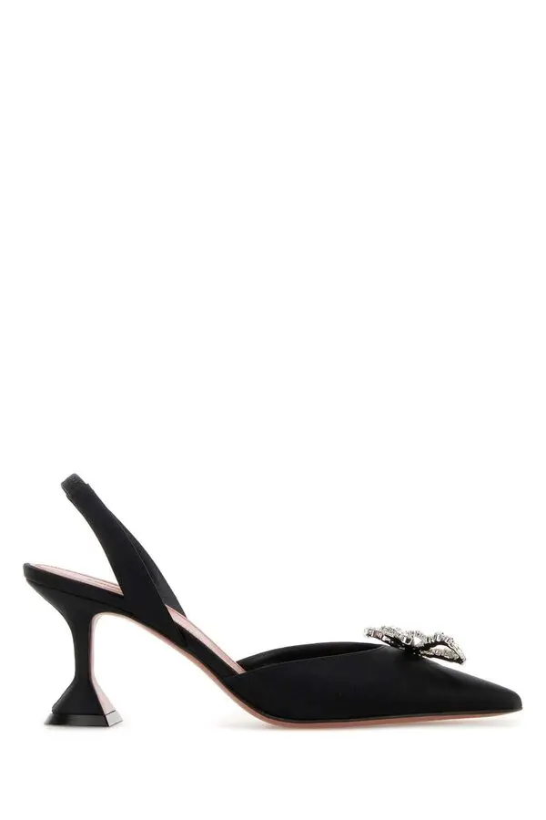 Amina Muaddi Satin Rosie Pumps - Black