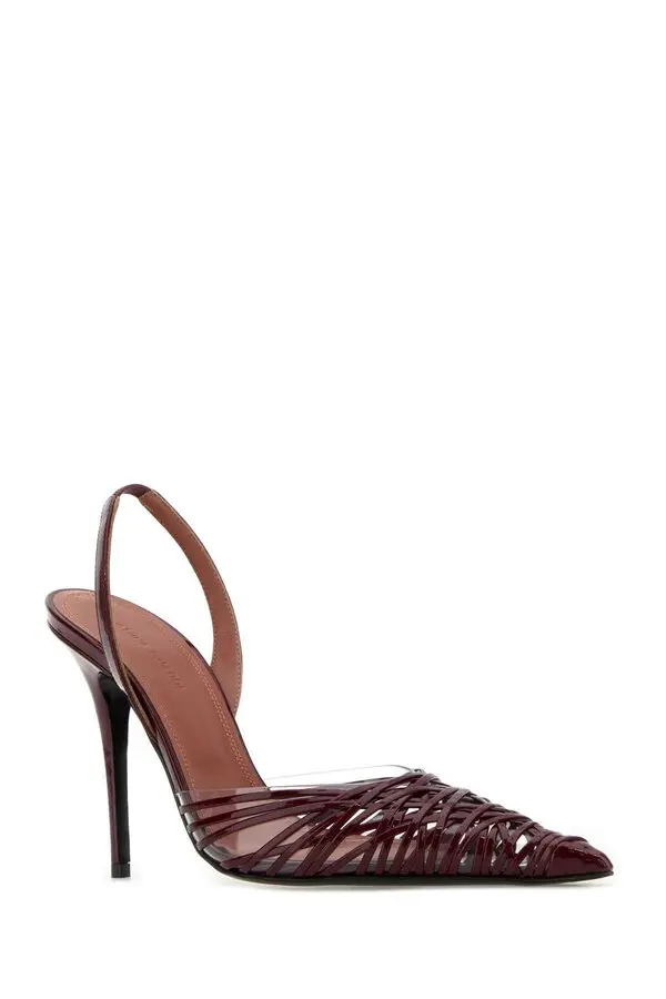 Amina Muaddi Leather Lori Pumps - Red