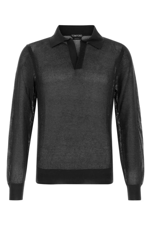 TOM FORD Mesh Polo Shirt - Black
