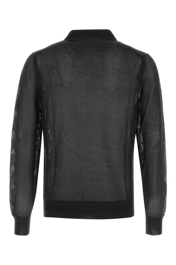 TOM FORD Mesh Polo Shirt - Black