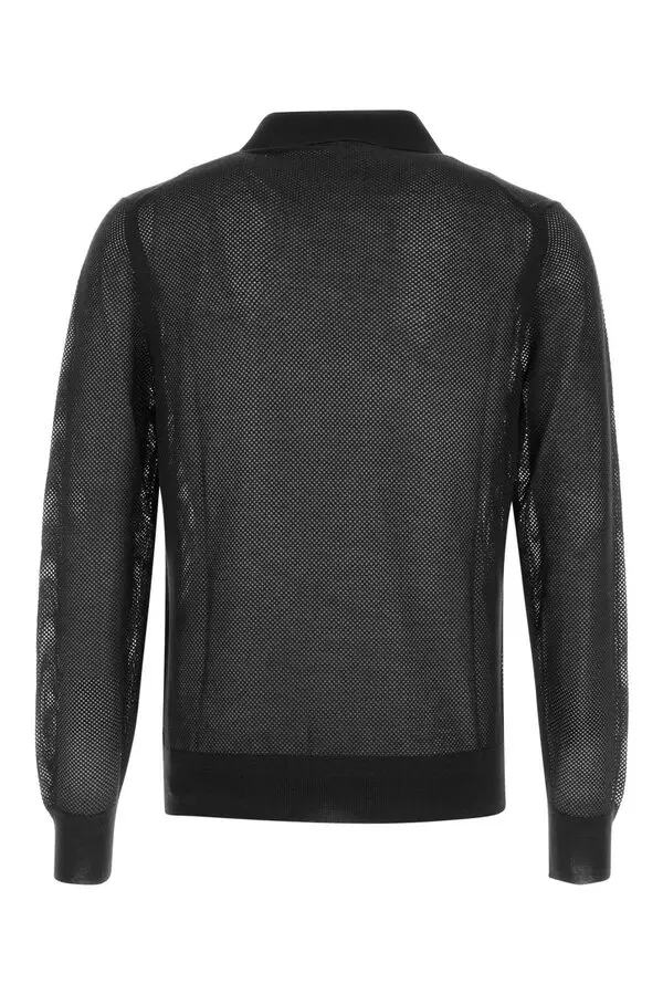 TOM FORD Mesh Polo Shirt - Black